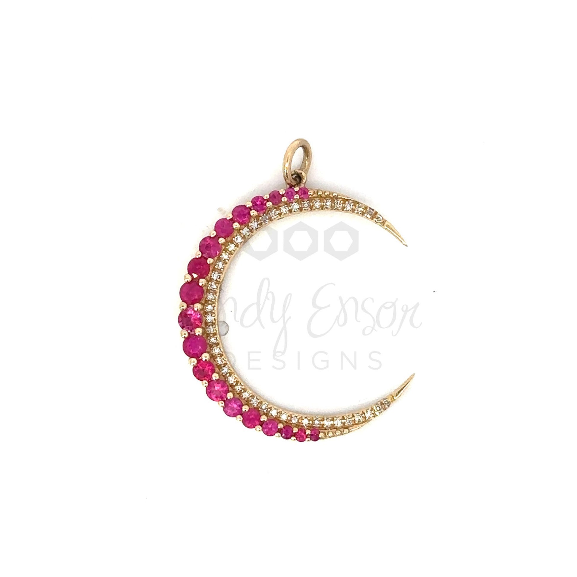 Diamond and Ruby Crescent Moon Pendant – Cindy Ensor Designs